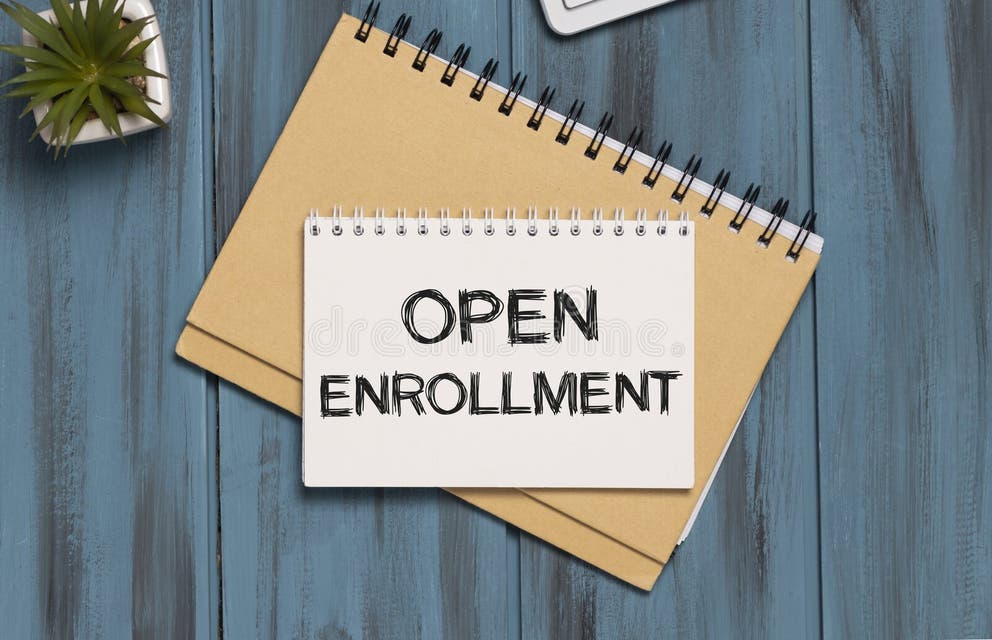 With Notebook and Text - Open Enrollment Stock Photo - Image of ...