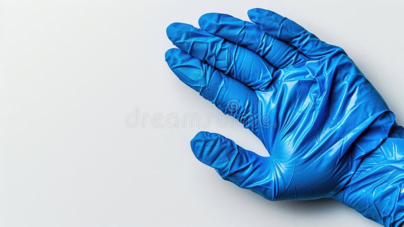 Doctors Hand in Blue Glove Contrast on White Stock Illustration ...