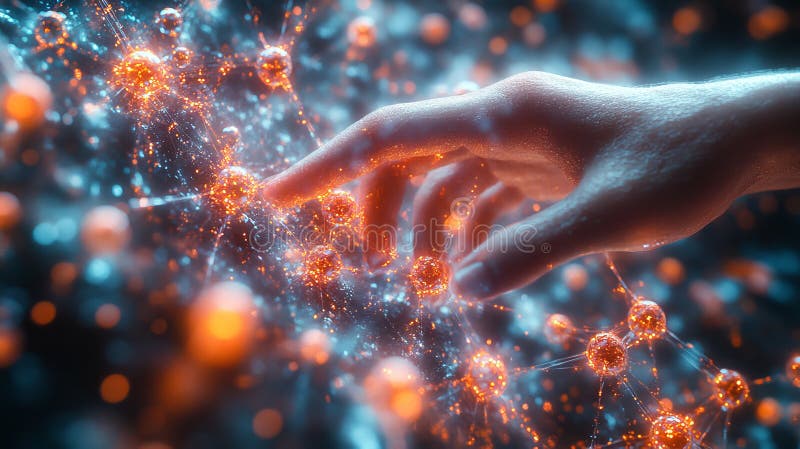 Doctor S Hand Touches the Molecule Stock Illustration - Illustration of ...