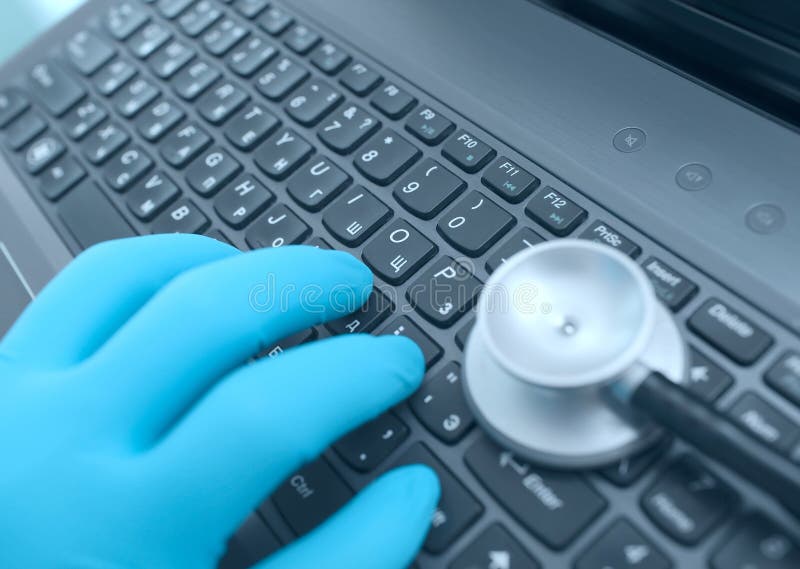 Doctor S Hands on Keyboard while Working in the Hospital Stock Photo ...