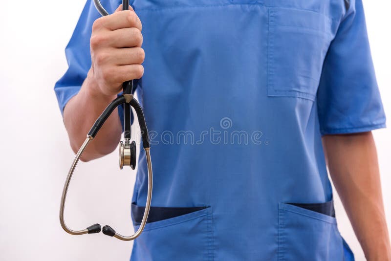Doctor`s Hands with Stethoscope Close Up. Medical Worker Offering Help ...