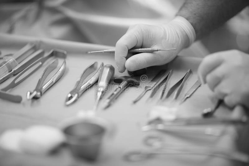 The Table with the Tool in the Operating Room Stock Image - Image of ...