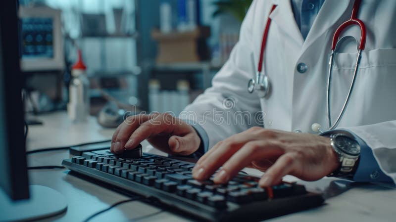 The Doctor Typing on Keyboard.AI Generated Image Stock Photo - Image of ...