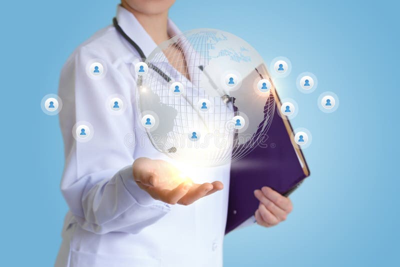 Doctor`s in the Network with Their Patients. Stock Image - Image of ...