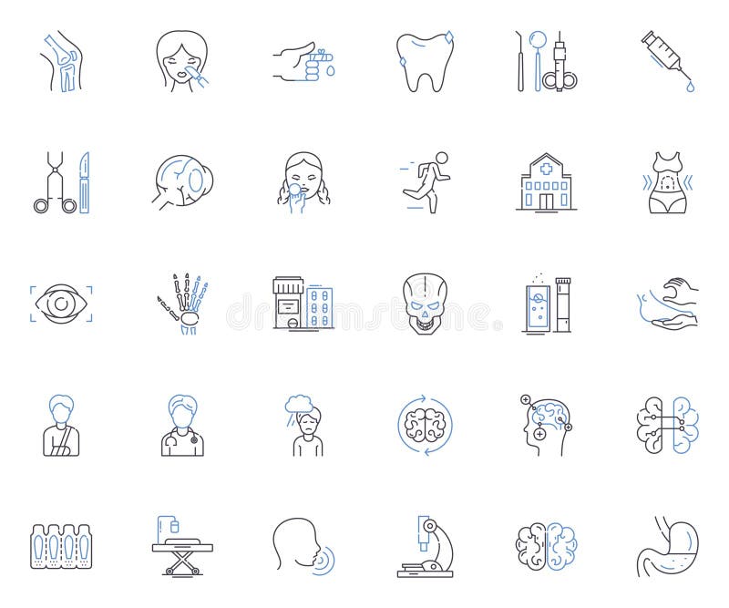Doctor S Office Line Icons Collection Examination Diagnosis