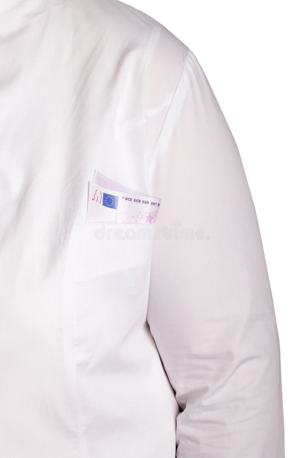 Doctor S Pocket With Money On A White Background Stock Photo - Image of ...
