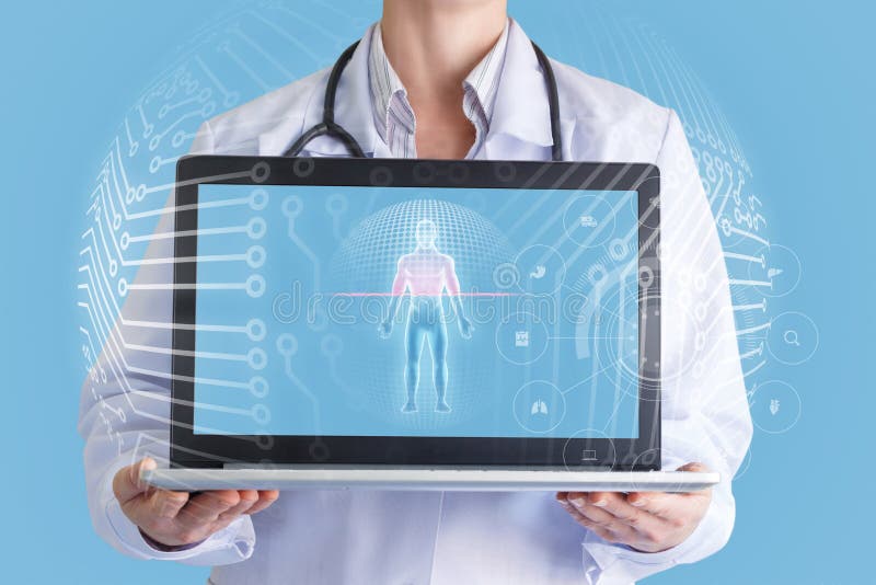 Doctor Scans the Patient on the Computer. Stock Photo - Image of ...