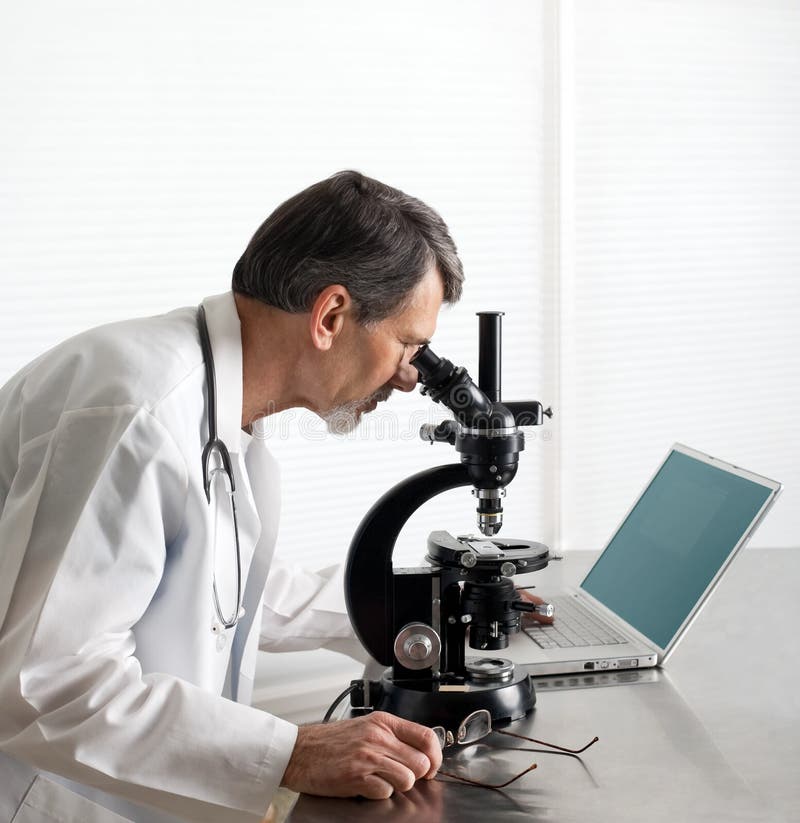 Doctor or Scientist at the Microscope Stock Image - Image of medicine ...