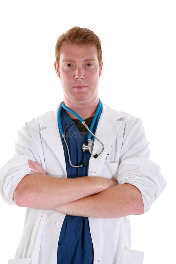 A Doctor or Scientist at Work Isolated on White Stock Photo - Image of ...