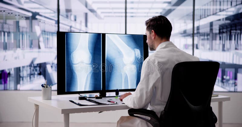 Doctor Screening Knee Bone X Ray Stock Photo - Image of desktop ...