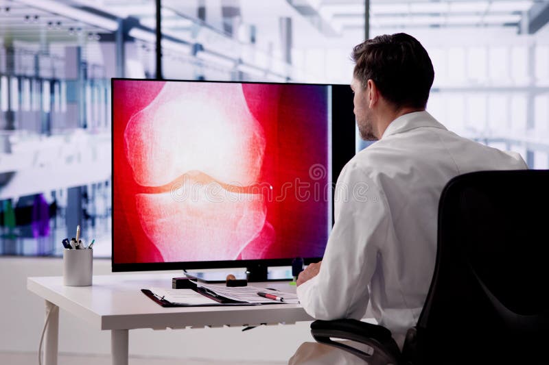 Doctor Screening Knee Bone X Ray Stock Photo - Image of radiology ...