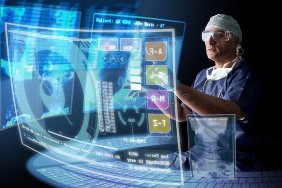 Doctor with screens stock photo. Image of physician, practitioner ...