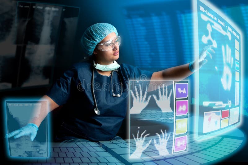 Doctor with screens stock photo. Image of physician, practitioner ...
