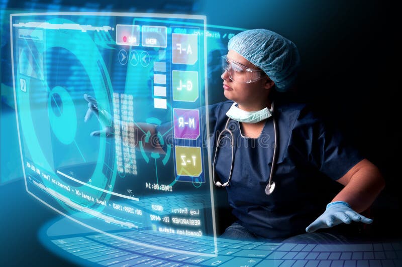 Doctor with screens stock photo. Image of physician, practitioner ...