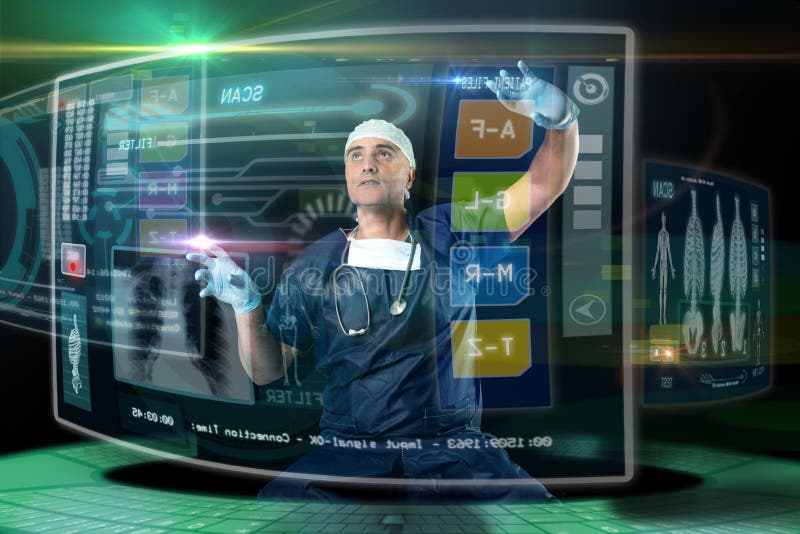 Doctor with screens stock photo. Image of physician, practitioner ...