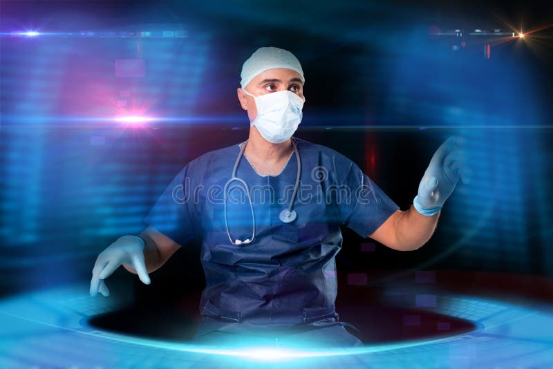 Doctor with screens stock photo. Image of physician, practitioner ...