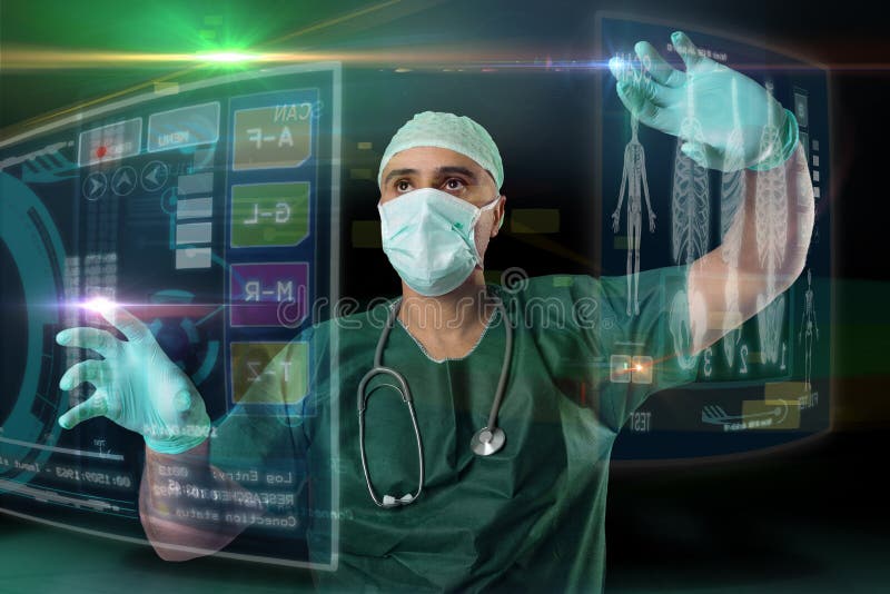 Doctor with screens stock photo. Image of physician, practitioner ...