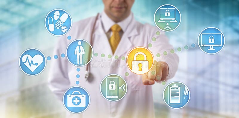 Doctor Securing Data Across Networked Devices Stock Photo - Image of ... Doctor Securing Data Across Networked Devices Stock Photo - Image of ...