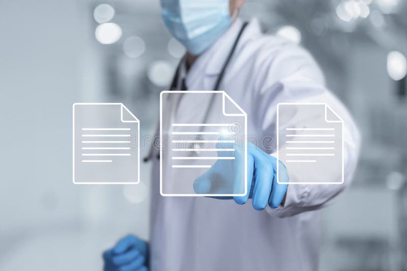 Doctor Selects Electronic Medical Record Document Stock Image - Image ...
