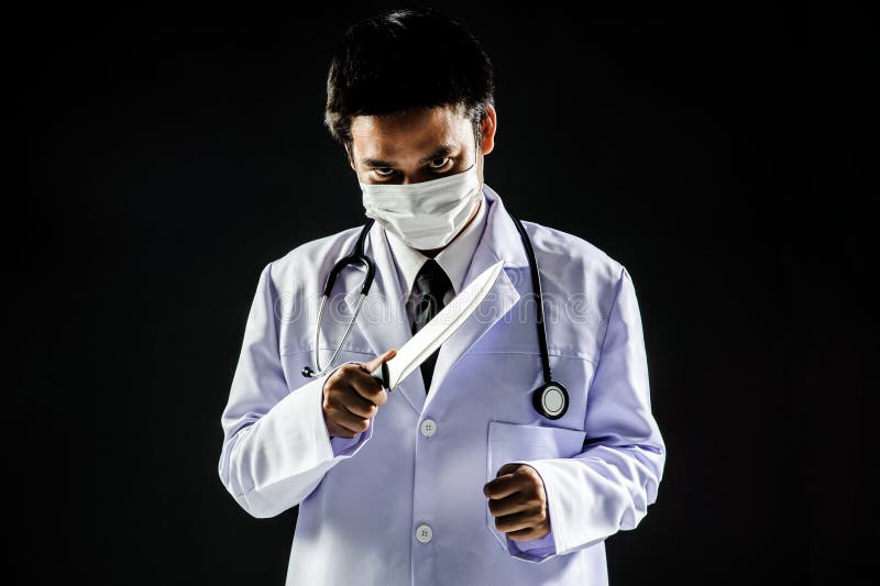 Doctor Serial Killer Psychosis Hold Knife Stock Photo - Image of ...