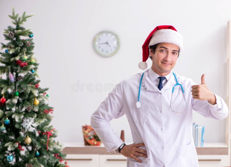 Doctor on the Shift on Christmas Eve Stock Photo - Image of healthcare ...