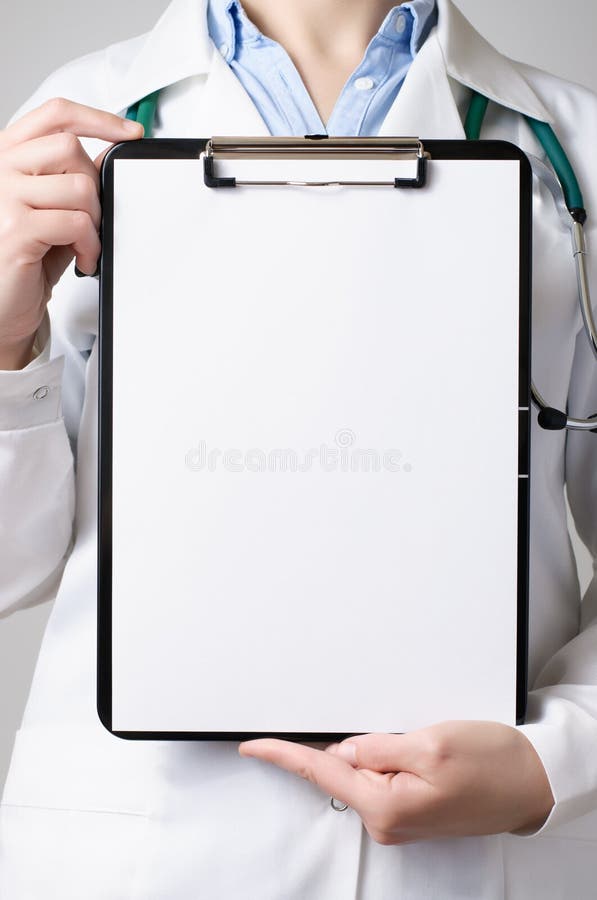 Doctor Showing Blank Clipboard Stock Image - Image of confident ...
