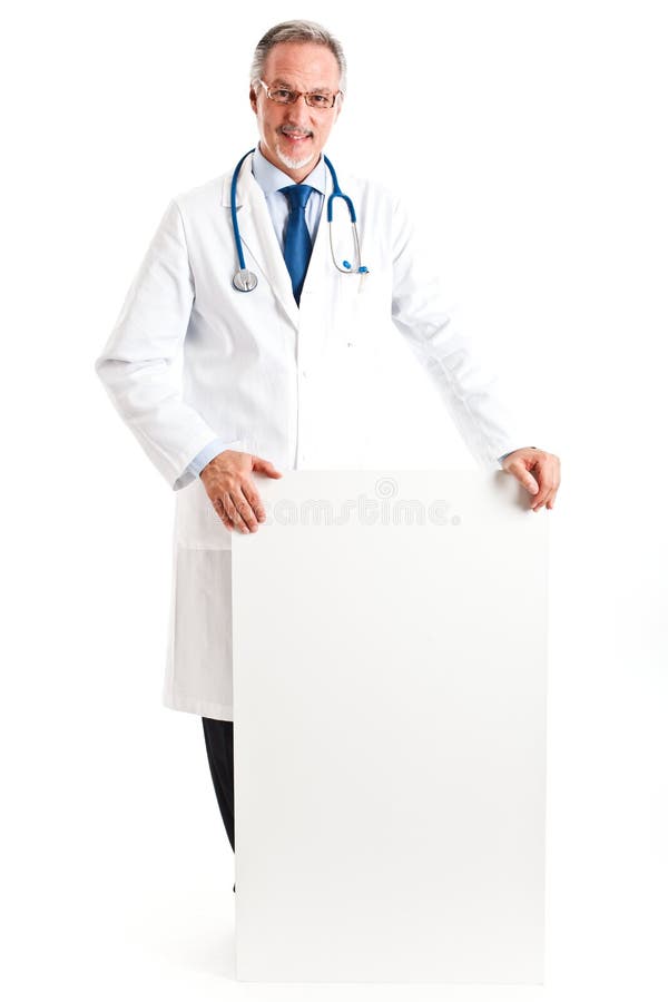 Doctor Showing a Blank Sign Stock Photo - Image of handsome, background ...