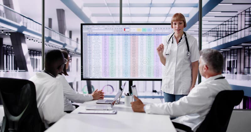 Doctor Showing Medical Codes Training Presentation Stock Image - Image ...