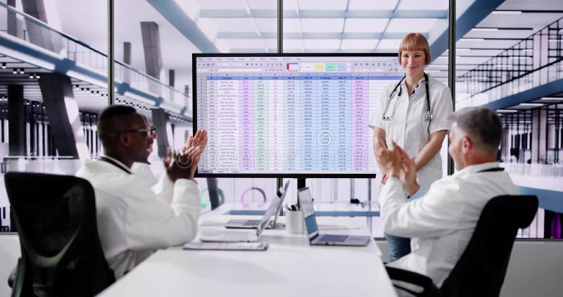 Doctor Showing Medical Codes Training Presentation Stock Image - Image ...