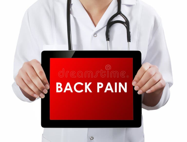 Doctor Showing Tablet with BACK PAIN Text Stock Image - Image of blood ...