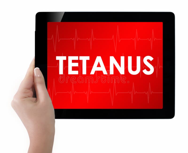 Doctor Showing Tablet with TETANUS Text. Stock Image - Image of doctor ...