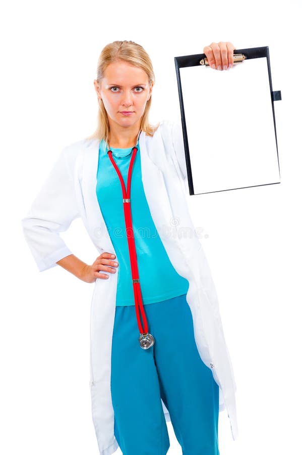 Doctor shows a file holder stock image. Image of hospital - 21540457
