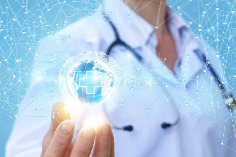 Doctor Shows Medical Global Network. Stock Image - Image of interface ...