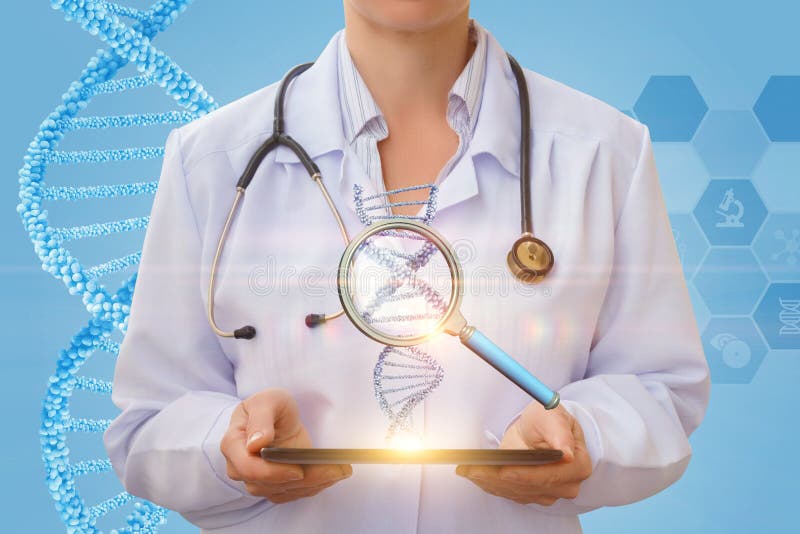 Doctor Shows the Process of DNA Testing . Stock Photo - Image of genes ...