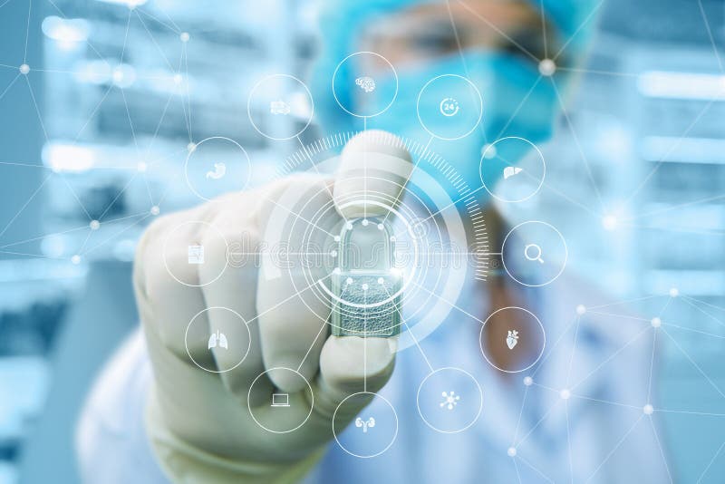 Doctor Shows the System of Protection of the Internal Organs . Stock ...