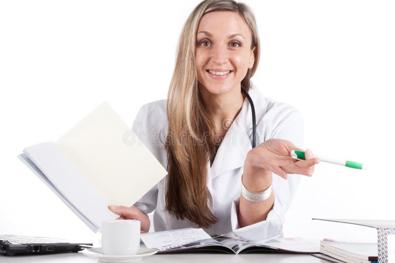 Doctor sits at the table stock photo. Image of healthcare - 24080466