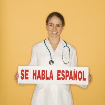 Doctor and Spanish sign. stock photo. Image of medical - 2431942