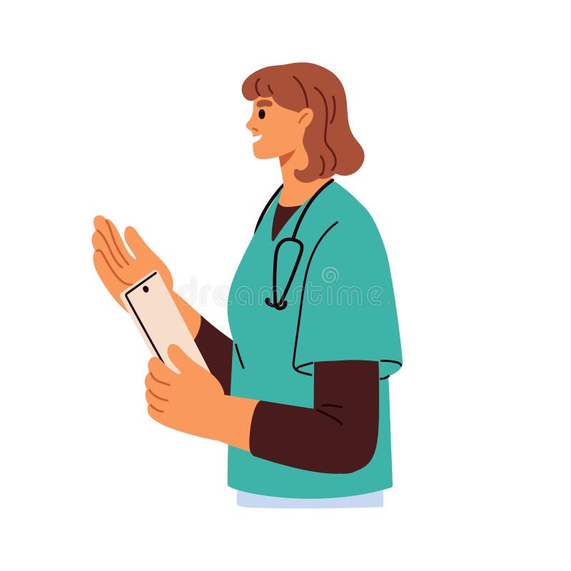 Doctor Speaking, Consulting. Therapist Holding Clipboard, Medical ...