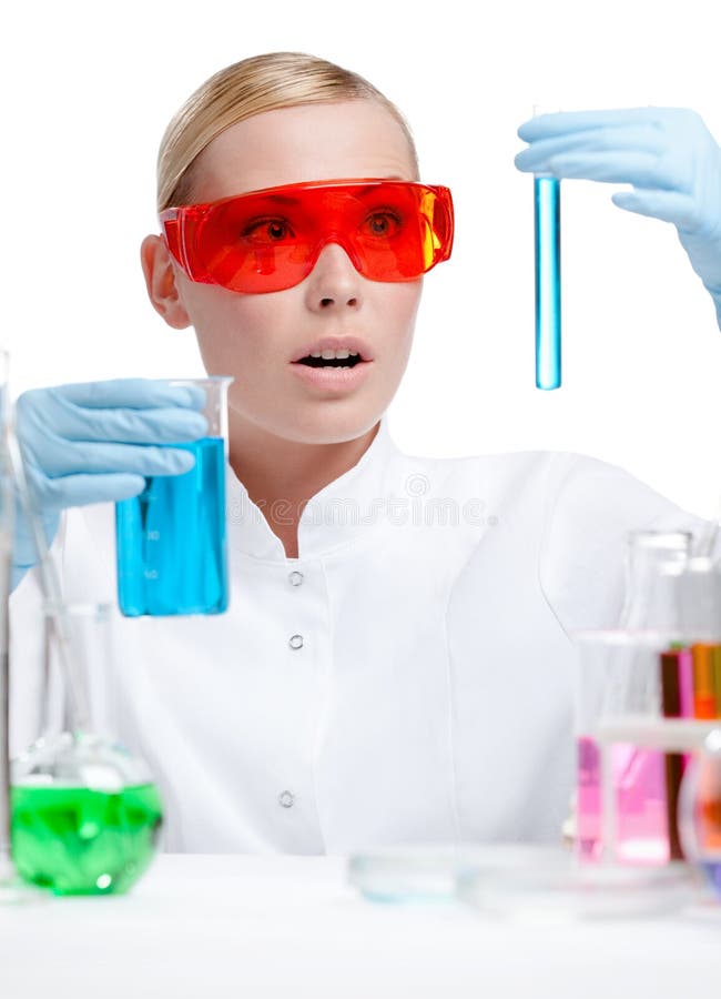 Doctor in Spectacles Does Some Experiments Stock Photo - Image of ...