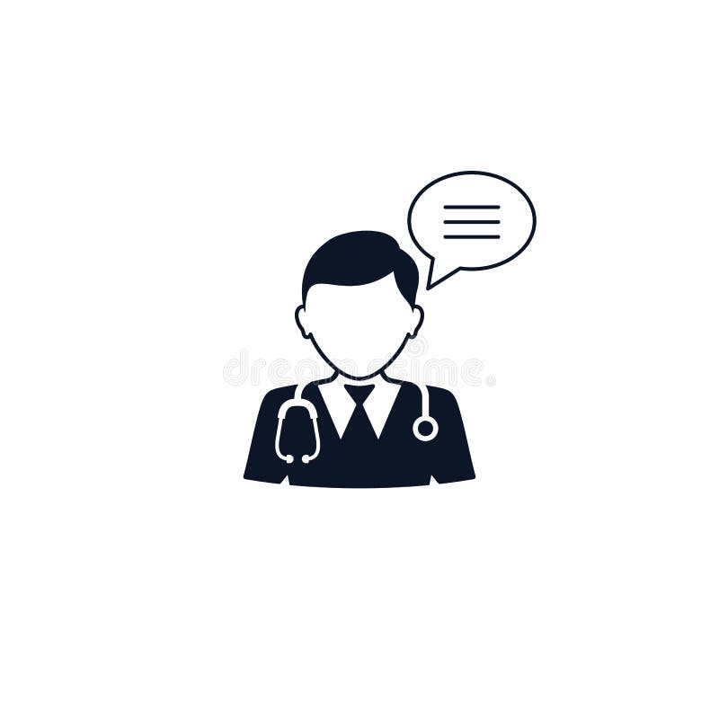 Doctor with Speech Bubble Icon, Vector Isolated Medical Consultation ...