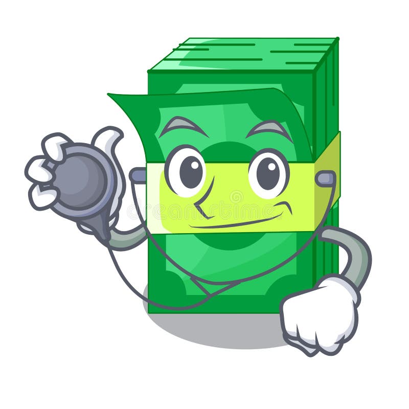 Doctor Stack Money Shape Cartoon on Table Stock Vector - Illustration ...