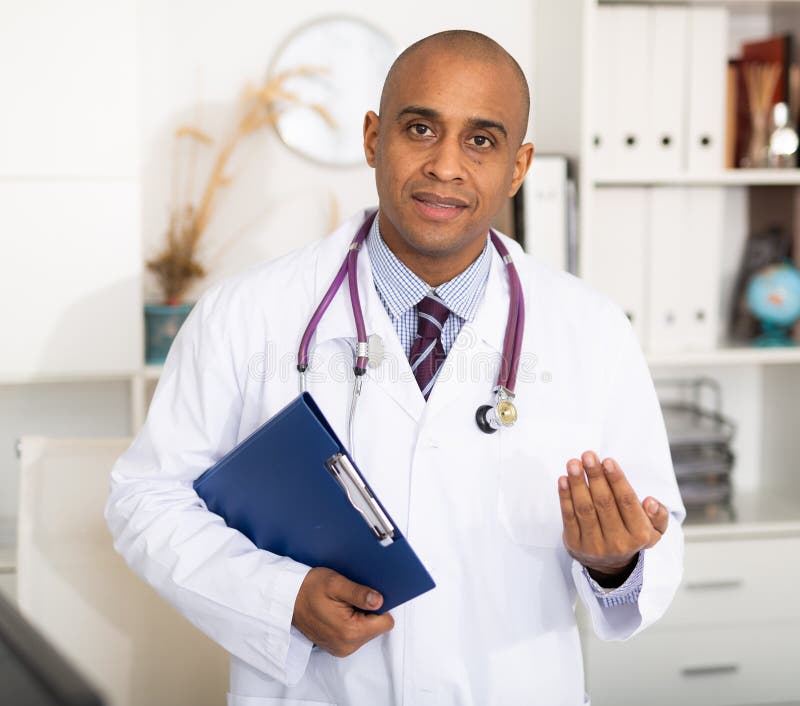 Doctor is Standing with Documents Stock Image - Image of therapist ...