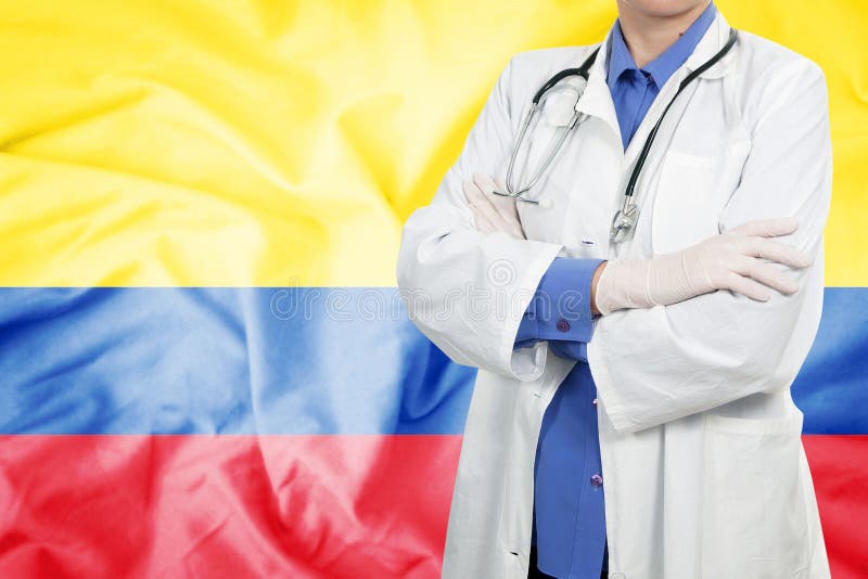 Doctor standing with flag stock photo. Image of finance - 230852772