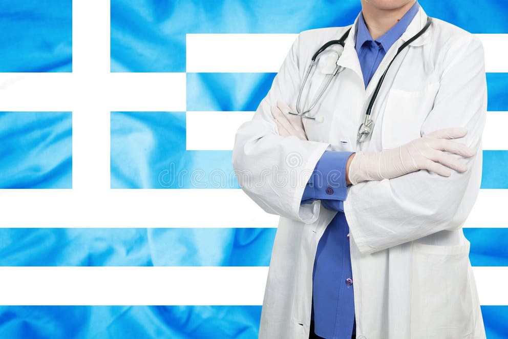 Doctor standing with flag stock photo. Image of pandemic - 230852892