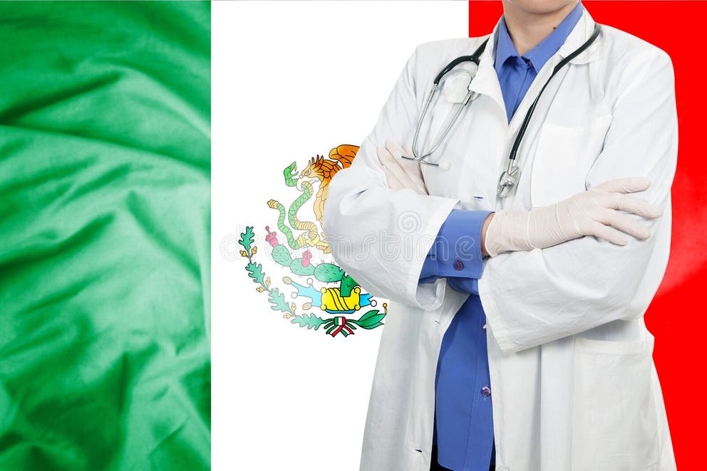 Doctor standing with flag stock photo. Image of national - 233341946