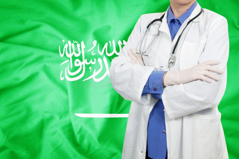 Doctor standing with flag stock photo. Image of coronavirus - 233342148