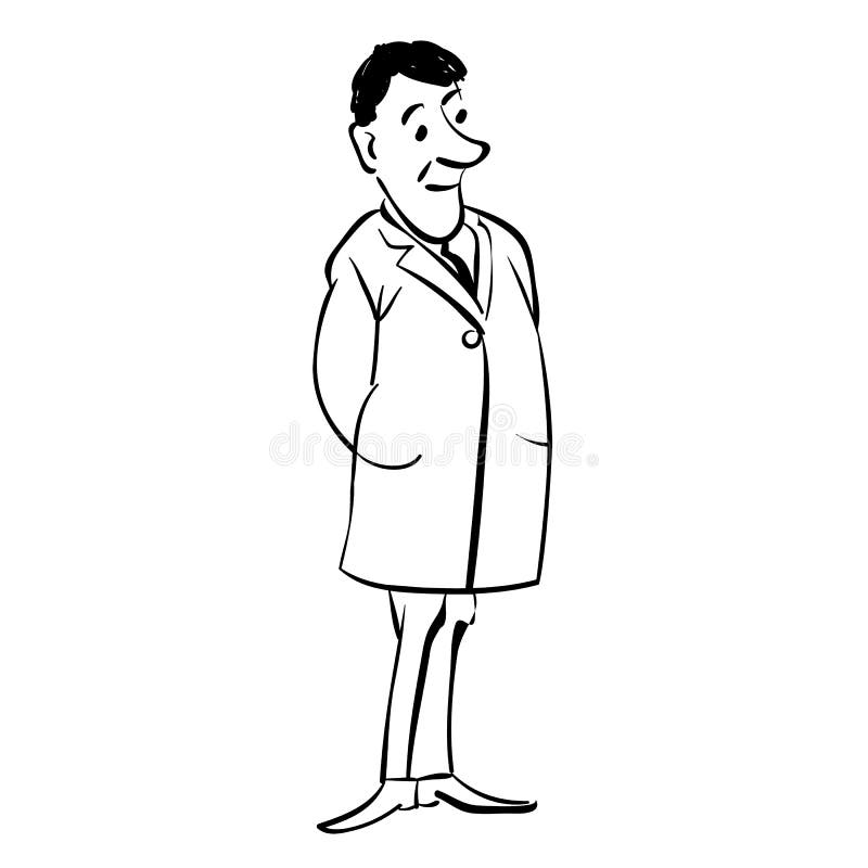 The Doctor is Standing, Holding His Hands Behind His Back Stock Vector ...