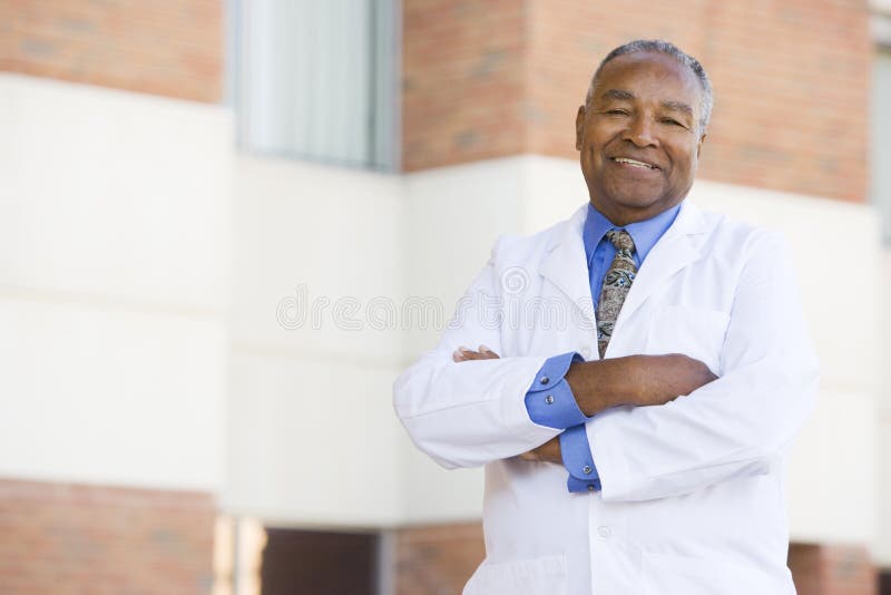 Doctor Standing Outside a Hospital Stock Photo - Image of american ...
