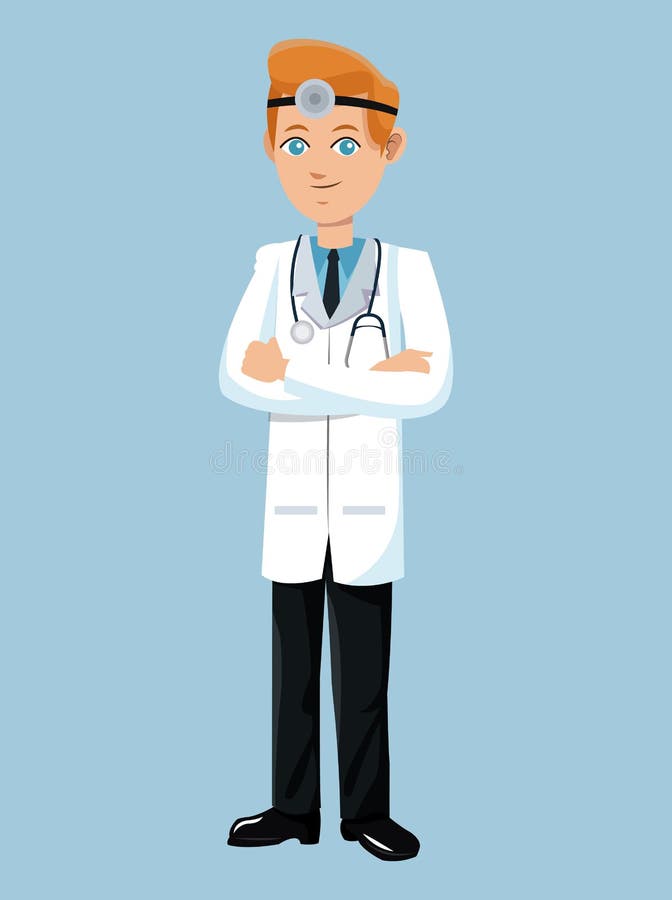 Doctor Standing Wearing Head-mirror Stock Vector - Illustration of ...