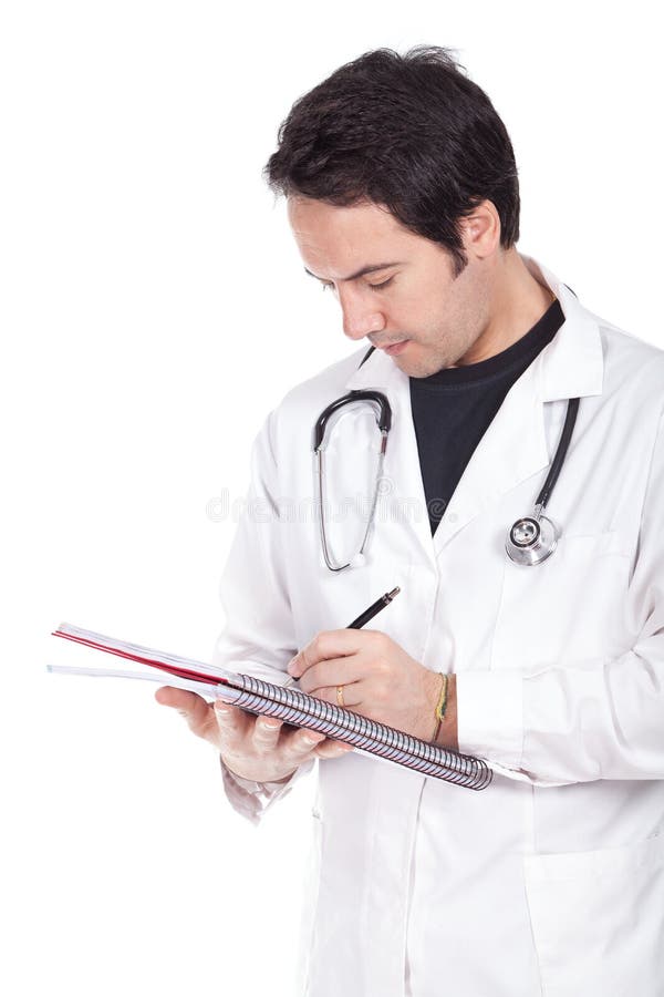 Doctor Standing and Writing a Prescription Stock Photo - Image of watch ...